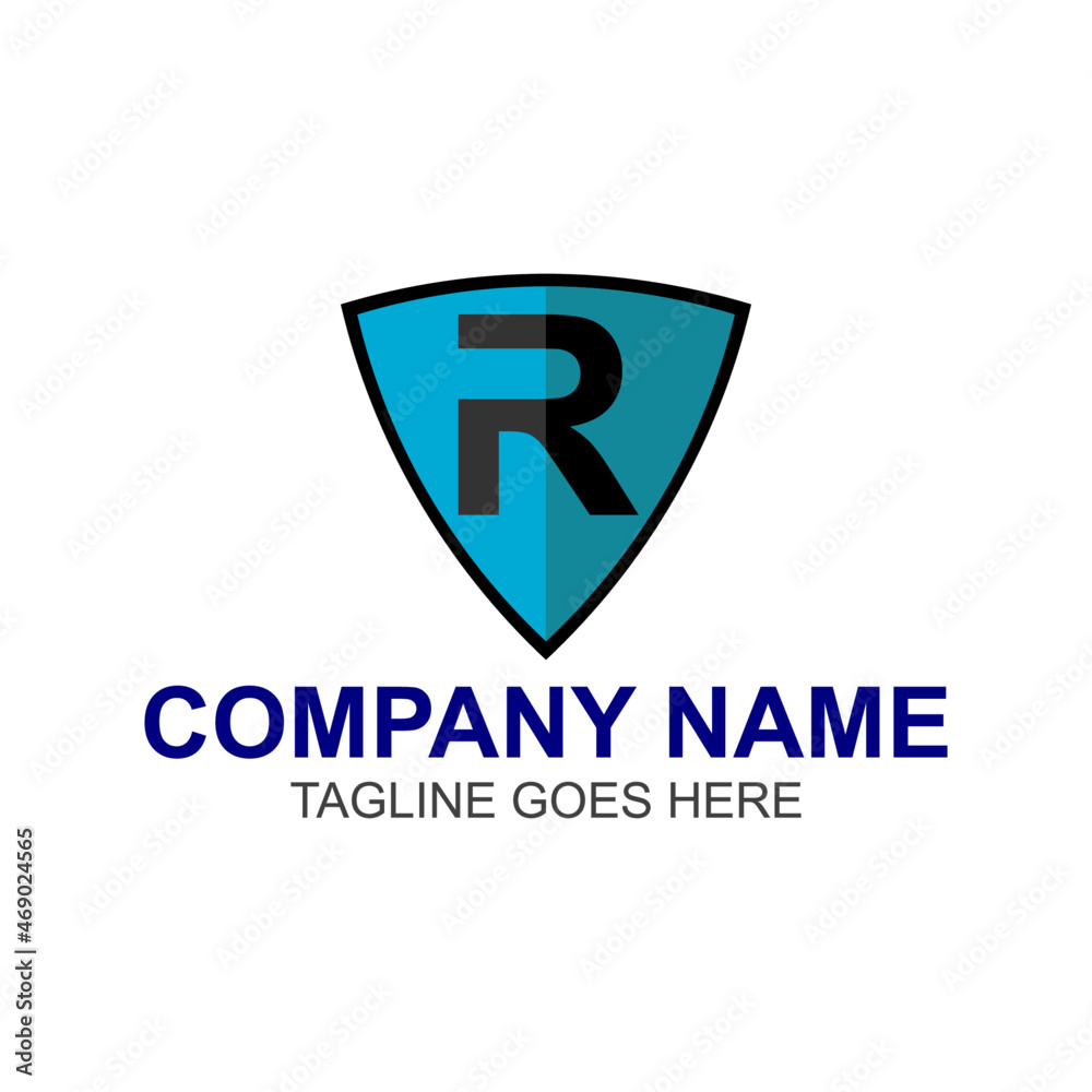 Vector shield with letter R. Company logo showing a solid company Stock ...
