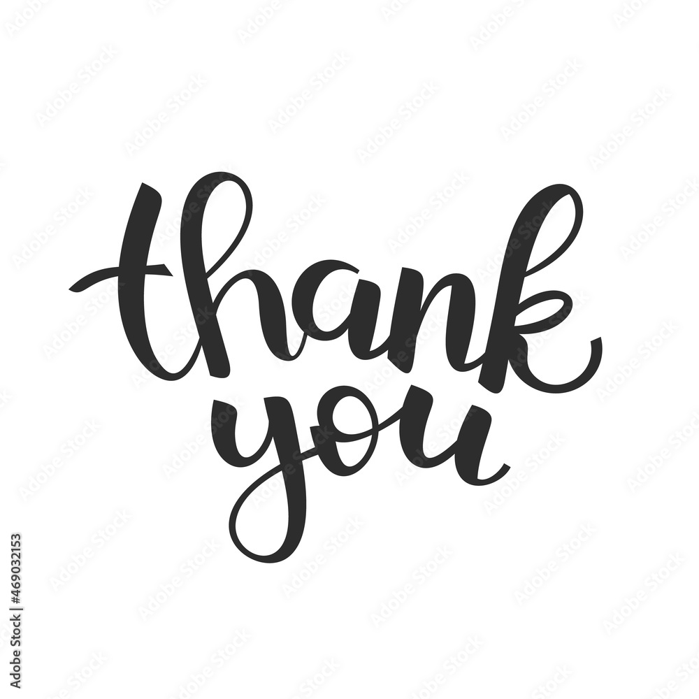 Thank you hand drawn lettering. Clean lines, easy to edit. Vector ...