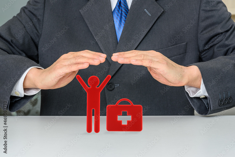 Expat life insurance, financial security concept : Broker protects a ...