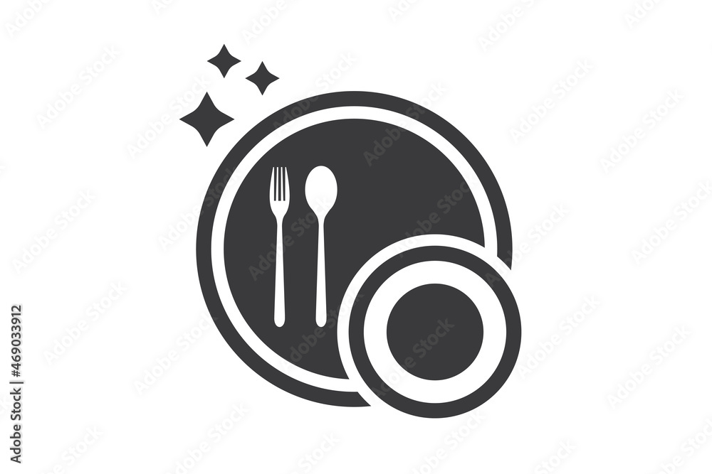 Cleaning dishes icon on white background for website, application ...