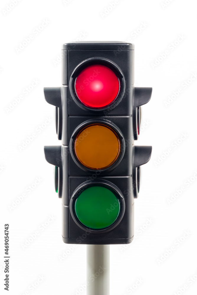 Red\\\ Close-up view of a traffic light showing an illuminated red ...