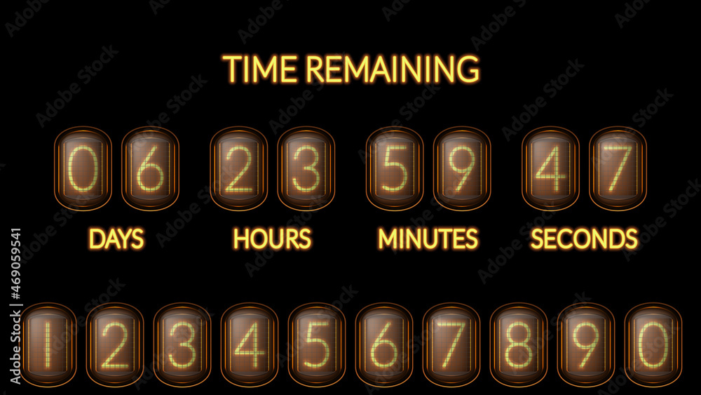 Vetor de Countdown counter in the form of retro radio tubes. Countdown ...