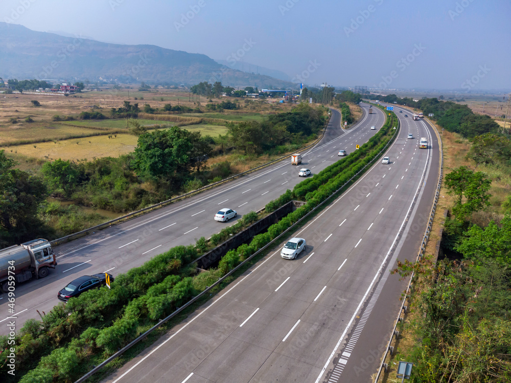 Aerial footage of the Mumbai-Pune Expressway near Pune India. The ... Aerial footage of the Mumbai-Pune Expressway near Pune India. The ...