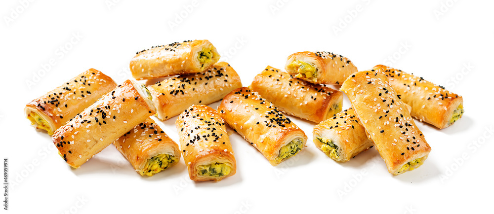 Turkish borek rolls with spinach and cheese. A traditional Turkish ...