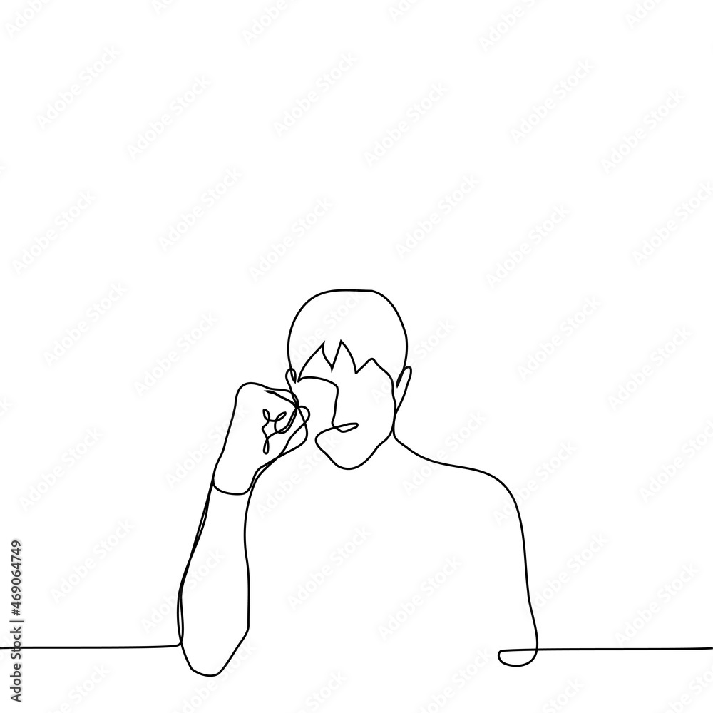 man shows fist - one line drawing vector. concept of the Korean gesture ...
