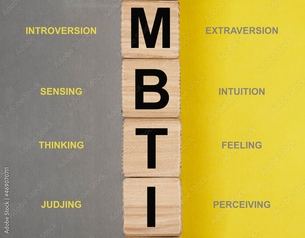 Mbti Test And Its Types Dichotomies Concept Acronym On Cubes Coloso