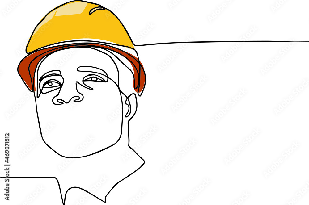 Continuous one line drawing of Industry maintenance engineer woman ...