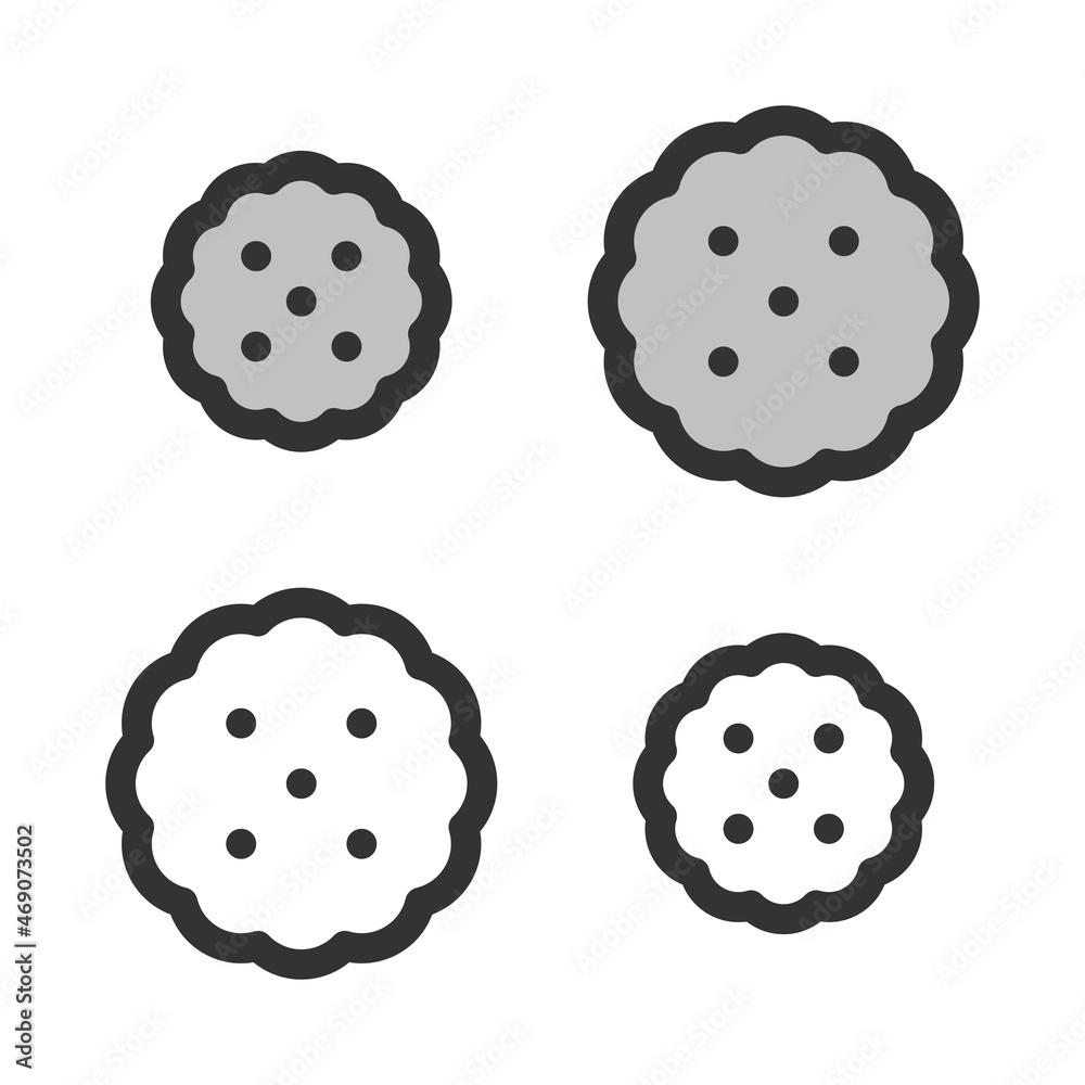 Pixel-perfect linear icon of cookie built on two base grids of 32x32 ...