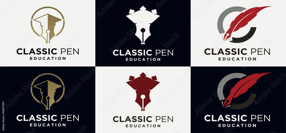 Classic pen technology logo pen concept logo illustration icon symbol ...