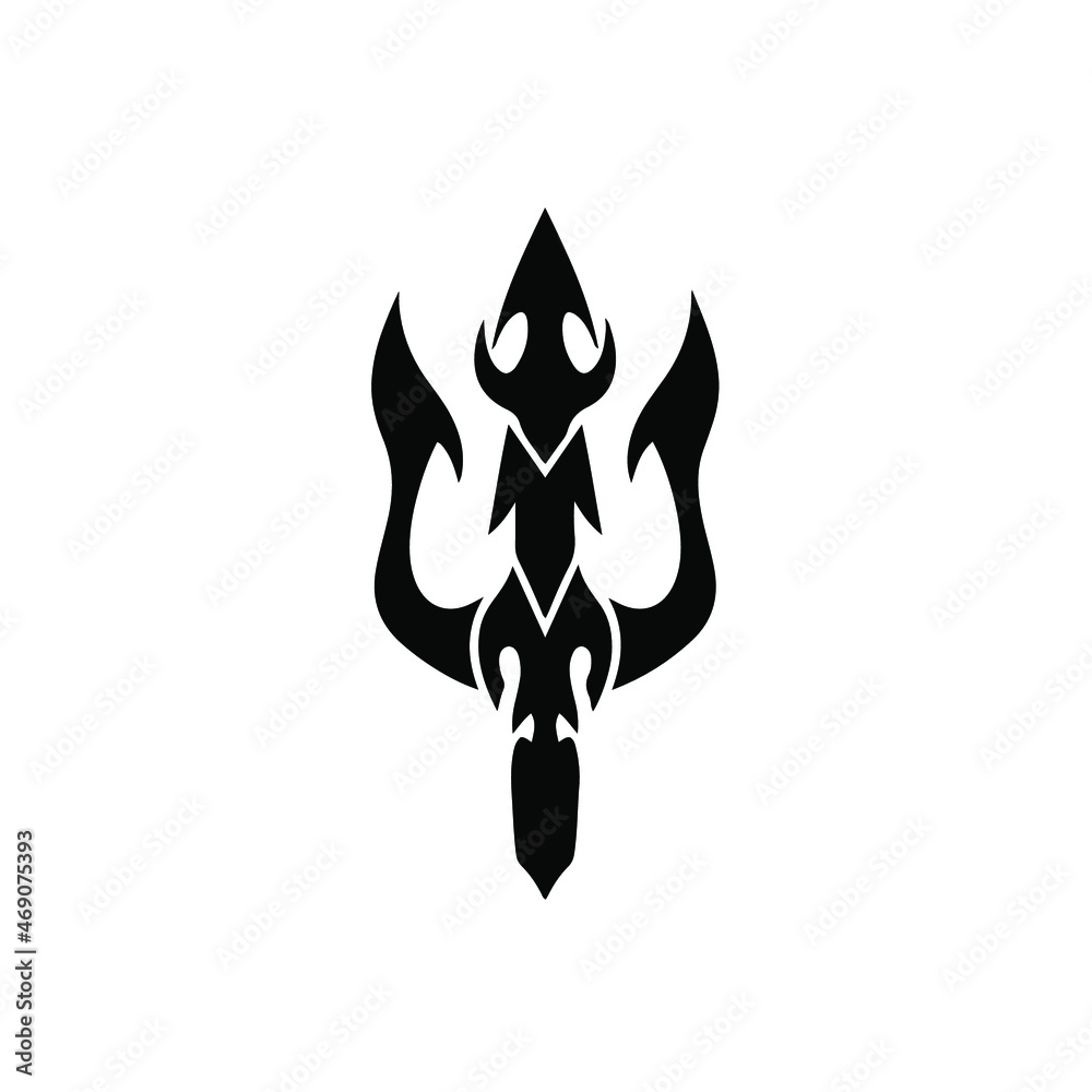 Trident Symbol Logo. Tribal Tattoo Design. Stencil Vector Illustration ...