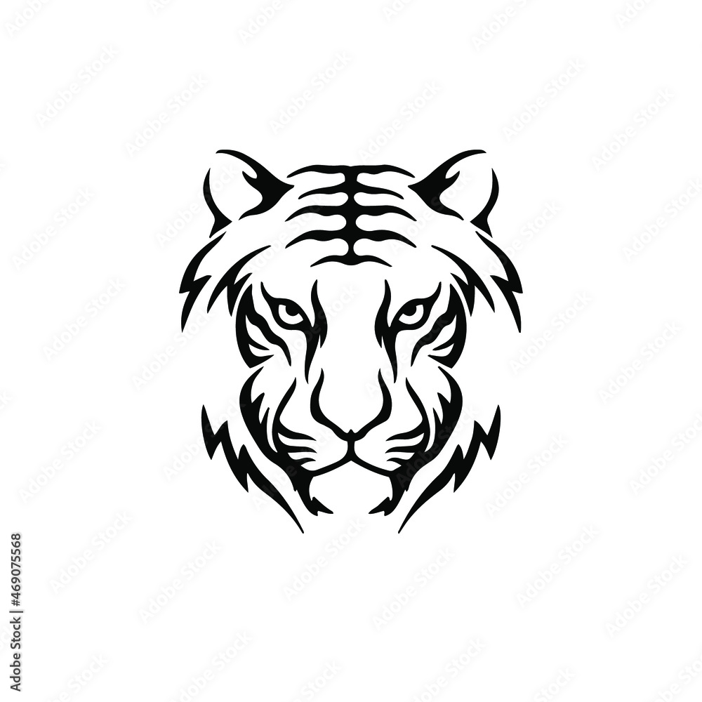 Tiger Symbol Logo. Tribal Tattoo Design. Stencil Vector Illustration ...