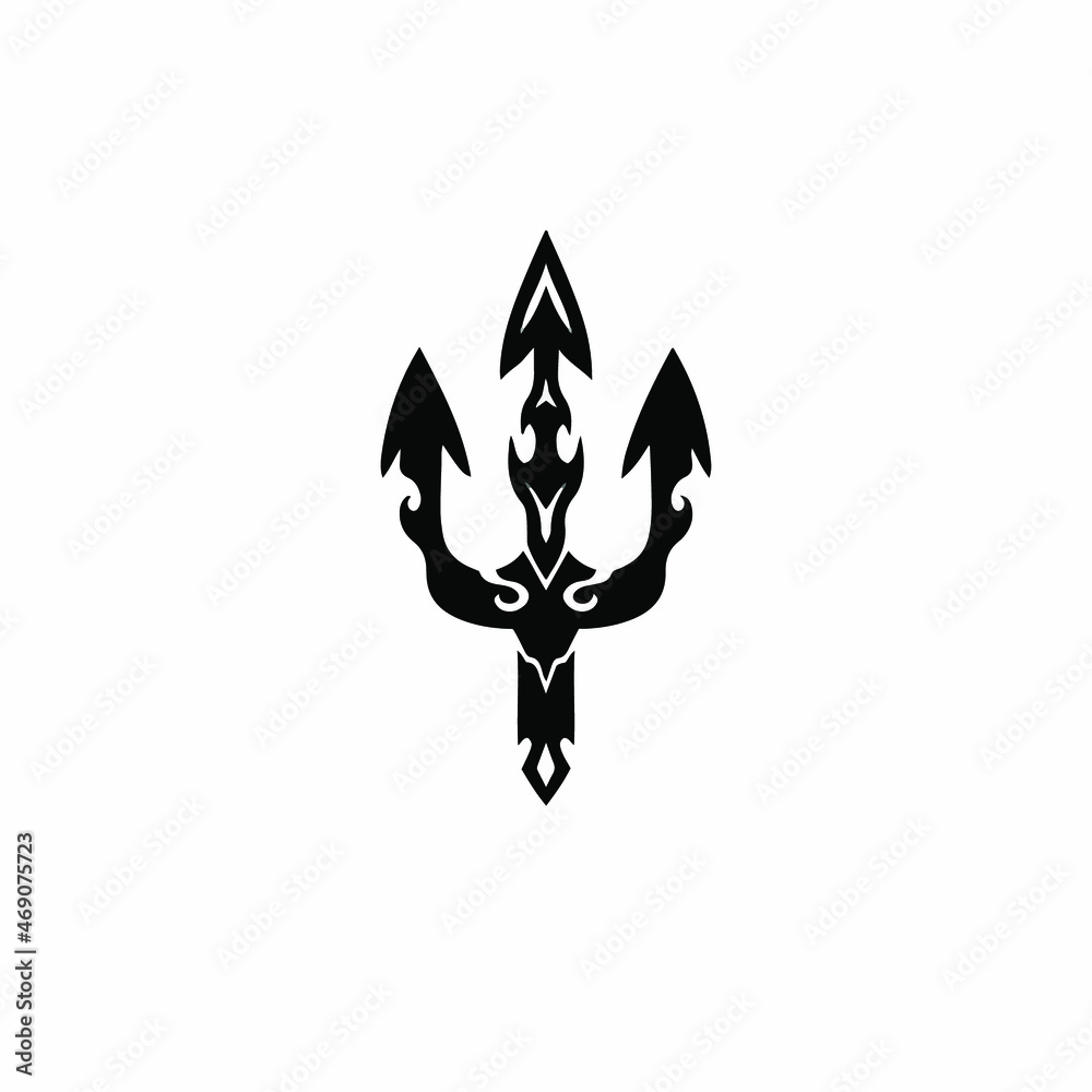Trident Symbol Logo. Tribal Tattoo Design. Stencil Vector Illustration ...