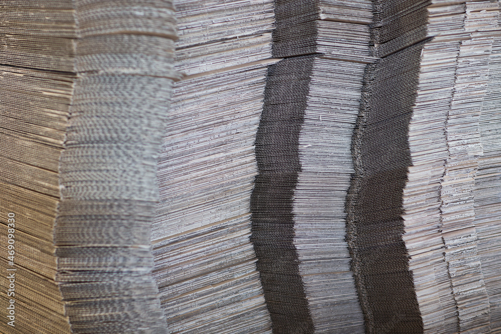 Closeup view of corrugated cardboard sheets, upcycling concept ...