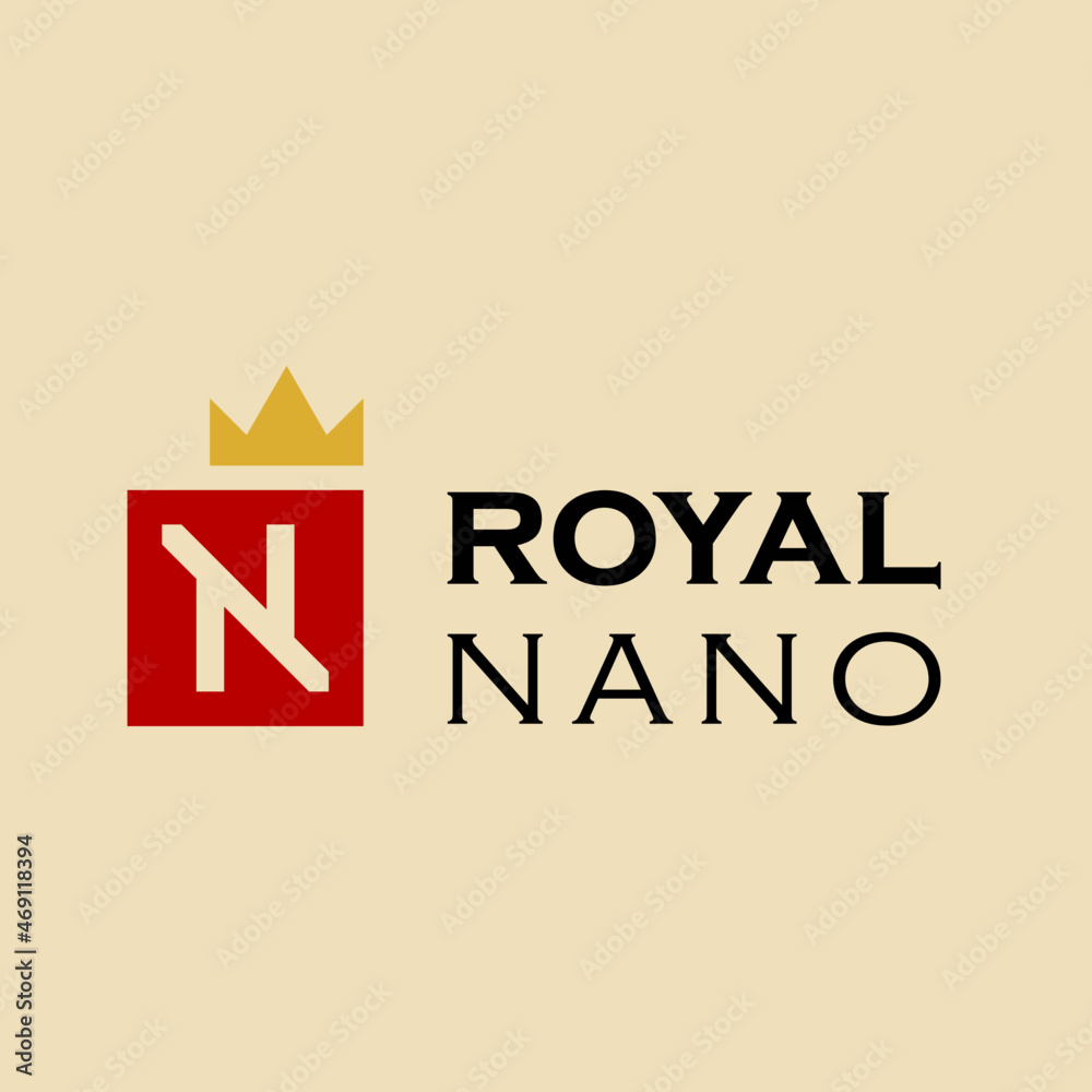 Royal Nano Logo Design, Icon Letter "N" and Crown for Business Purpose ...