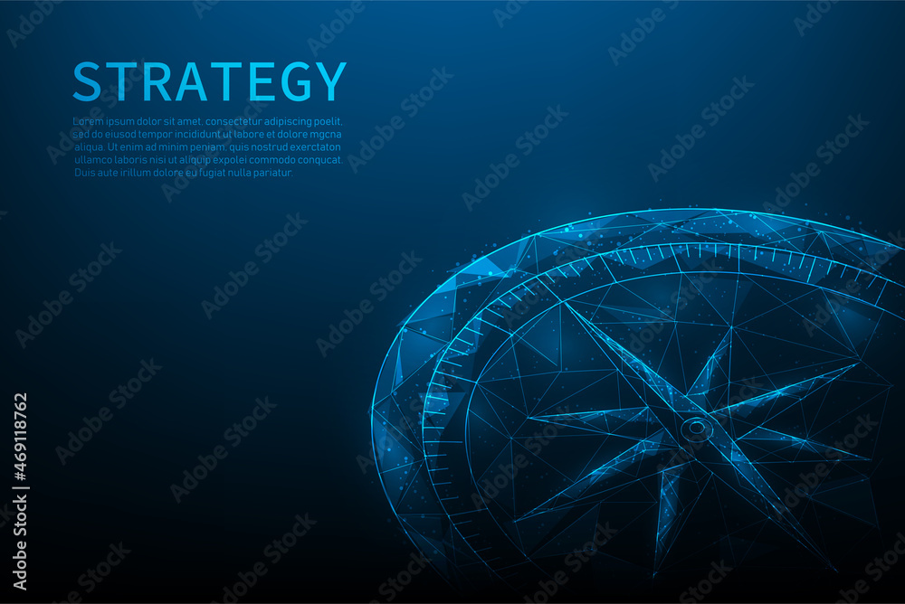 arrow compass strategy low poly wireframe. Business goals for success ...