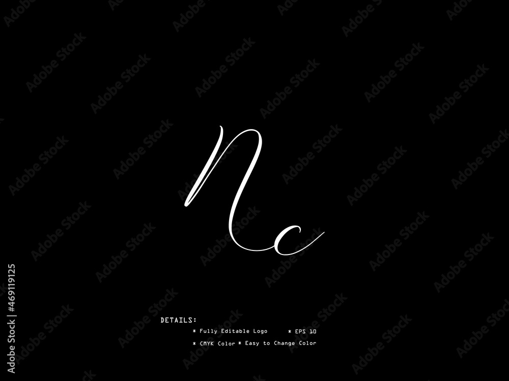 NC n c Initial letter handwriting and signature NC logo icon for beauty ...