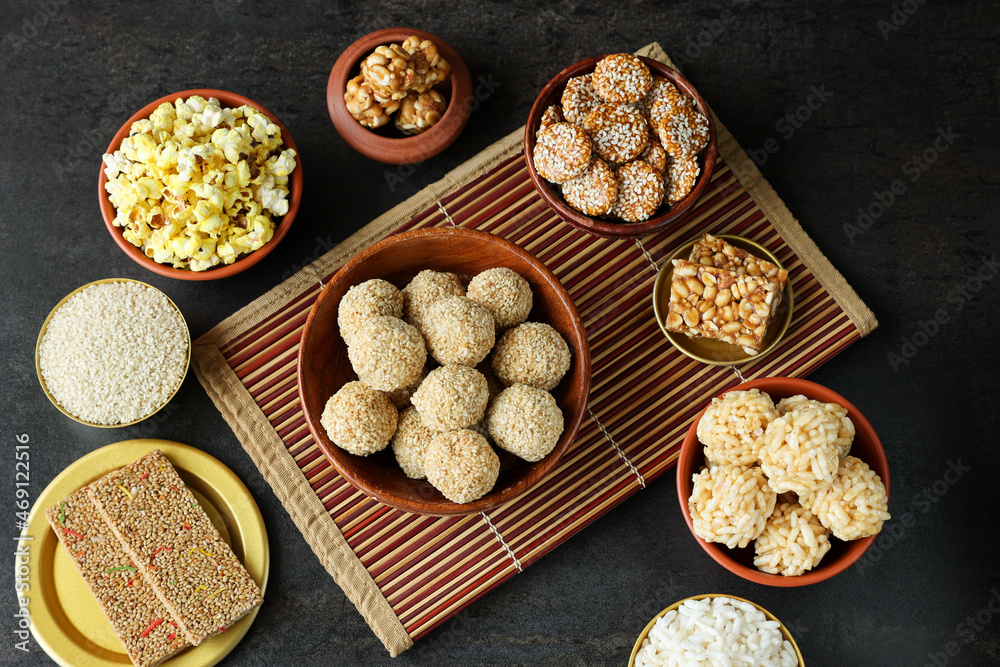Til ladoo laddu white sesame ladoos Murmura laddu Revdi popcorn Indian ...