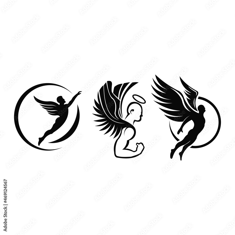 silhouette Angel man Vector, winged man Stock Vector | Adobe Stock