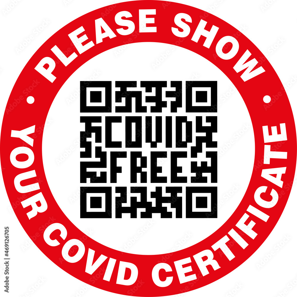 Sticker for Covid-19 Certificate QR-Code control. Vector sign. Stock ...