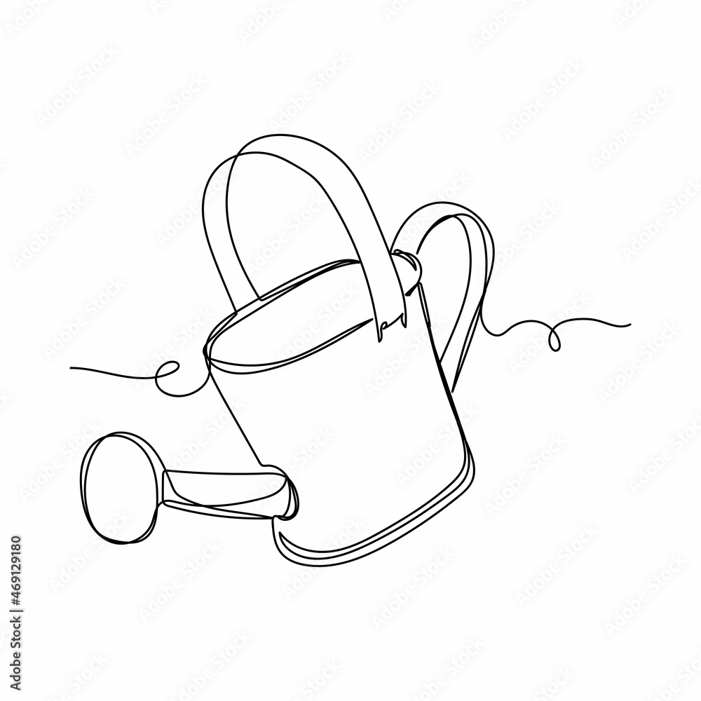 Vector continuous one single line drawing icon of watering can in ...