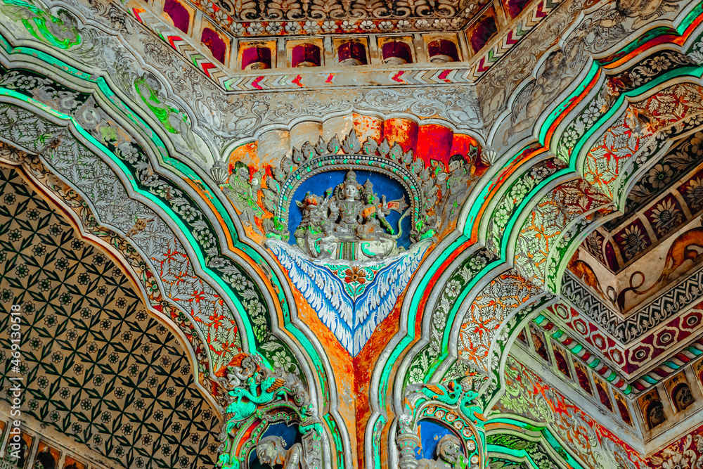 Thanjavur, Tamil Nadu, India - The high arches artworks and colorfully ...