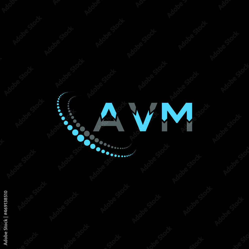 AVM letter logo design on black background.AVM creative initials letter logo concept.AVM letter ...