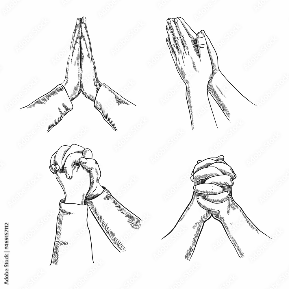 Praying hands isolated on a white background. Vector stock illustration ...