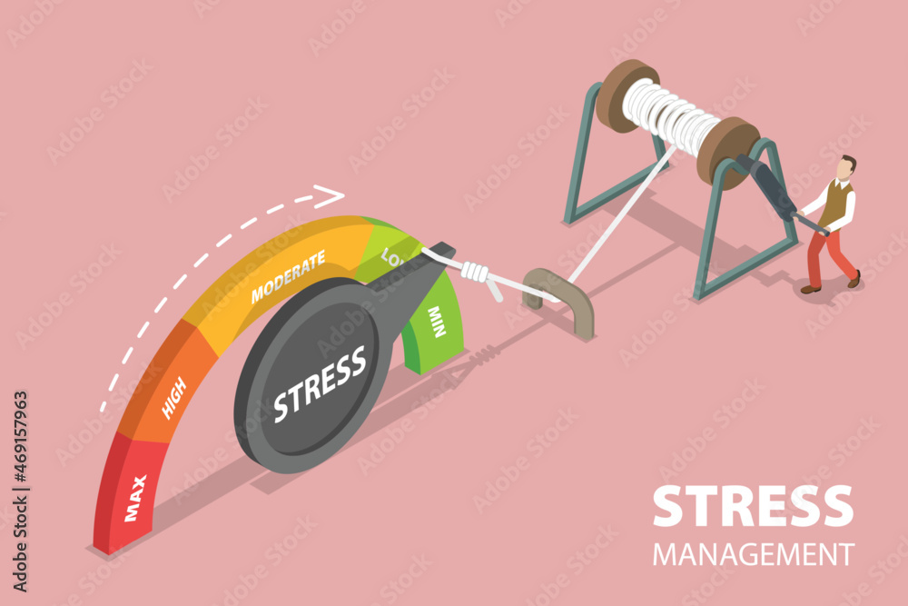 3D Isometric Flat Vector Conceptual Illustration of Stress Management ...