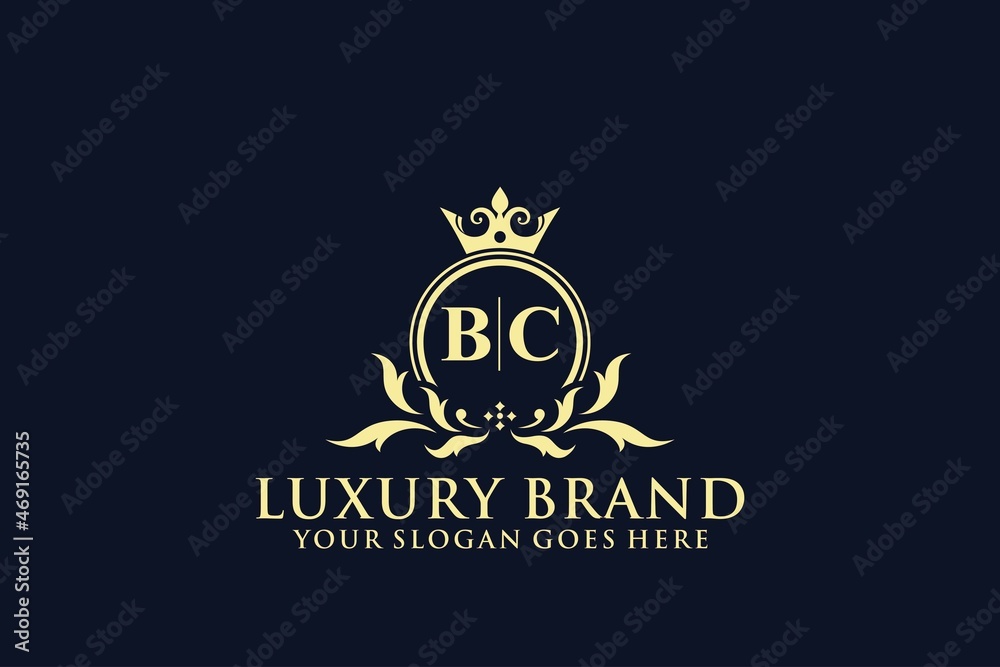 letter Initial BC elegant luxury monogram logo or badge template with ...