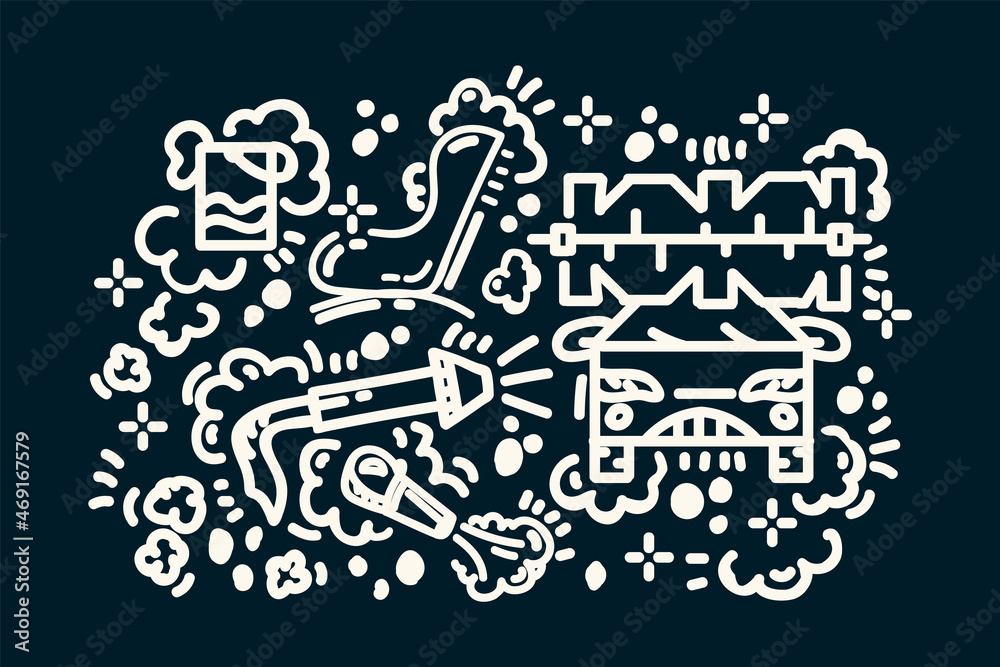 Car wash pattern. Vector cleaning of automobile. Background for the ...