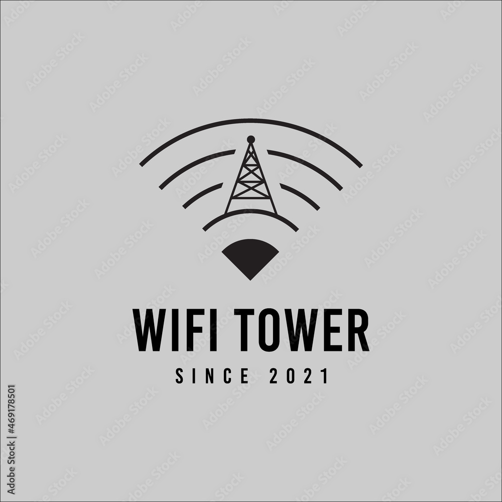 wifi tower logo design illustration modern and simple style Stock ...