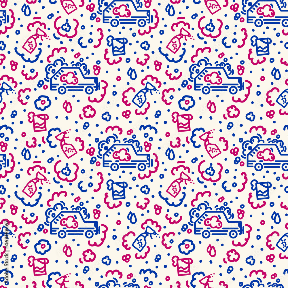 Car wash pattern. Vector linear background cleaning automobile. The ...