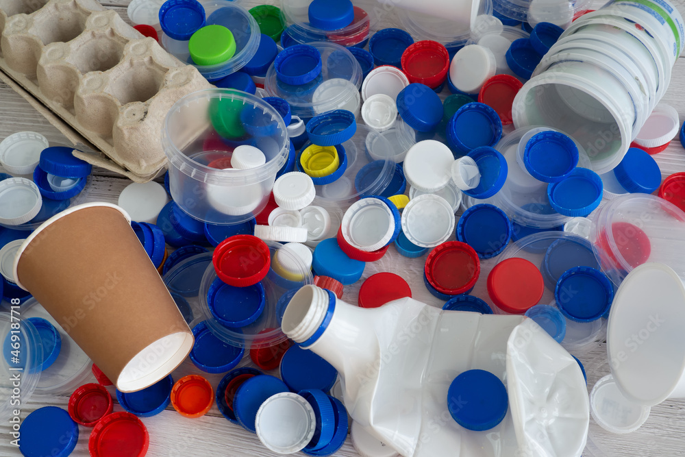 Waste sorting at home. Plastic waste for recycling. Zero waste and eco ...