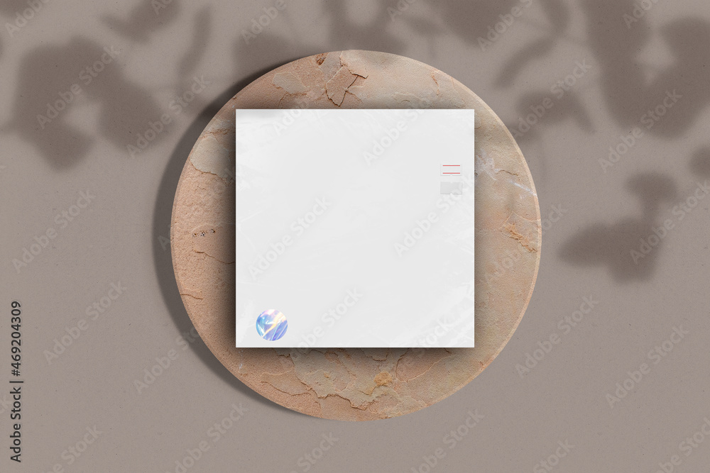Blank Square CD Record Cover Package Envelope Template Mock Up with ...