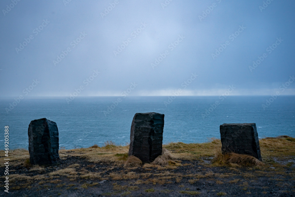 Rocks block a scenic overlook in Iceland as the Atlantic crashed into ...