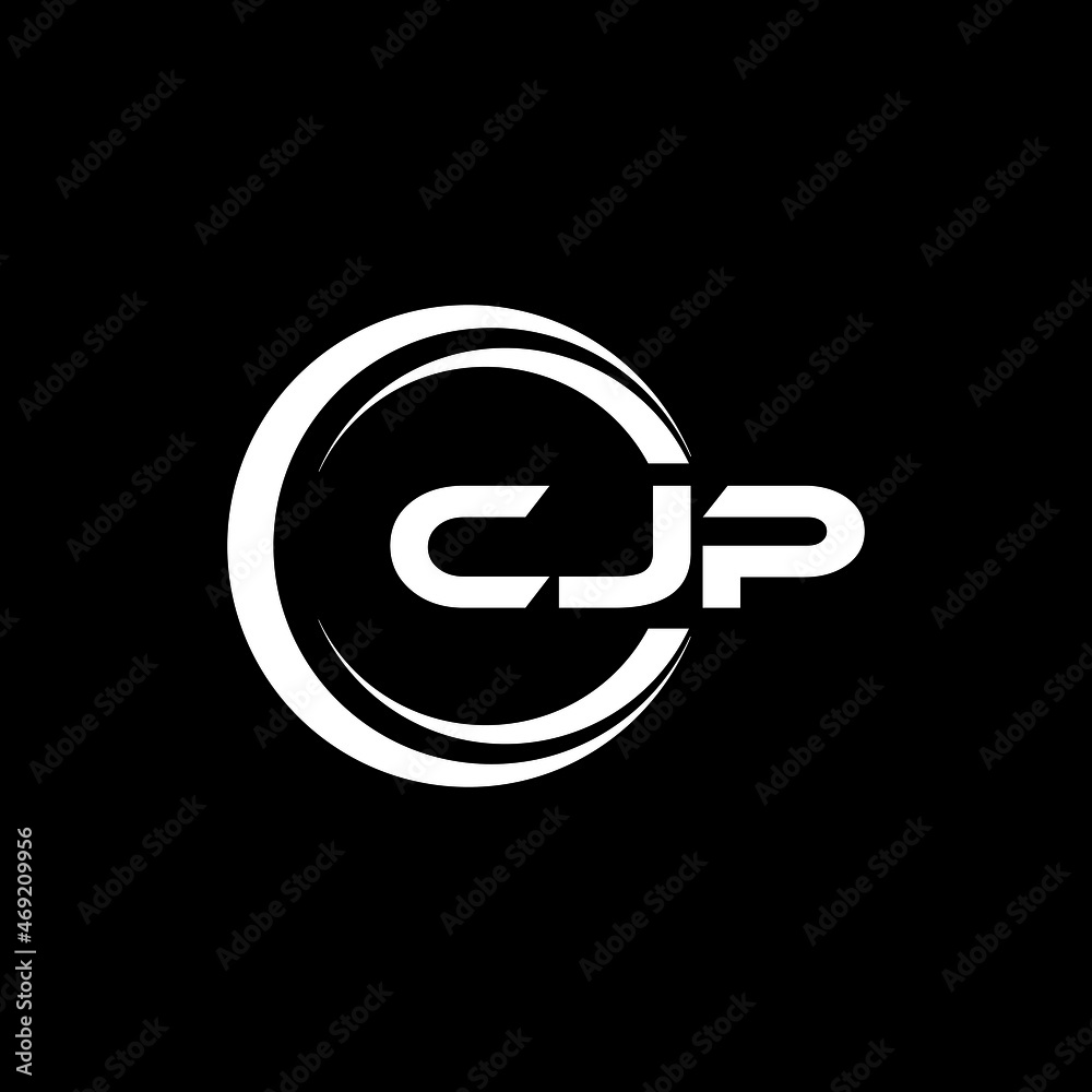 CJP letter logo design with black background in illustrator, vector ...