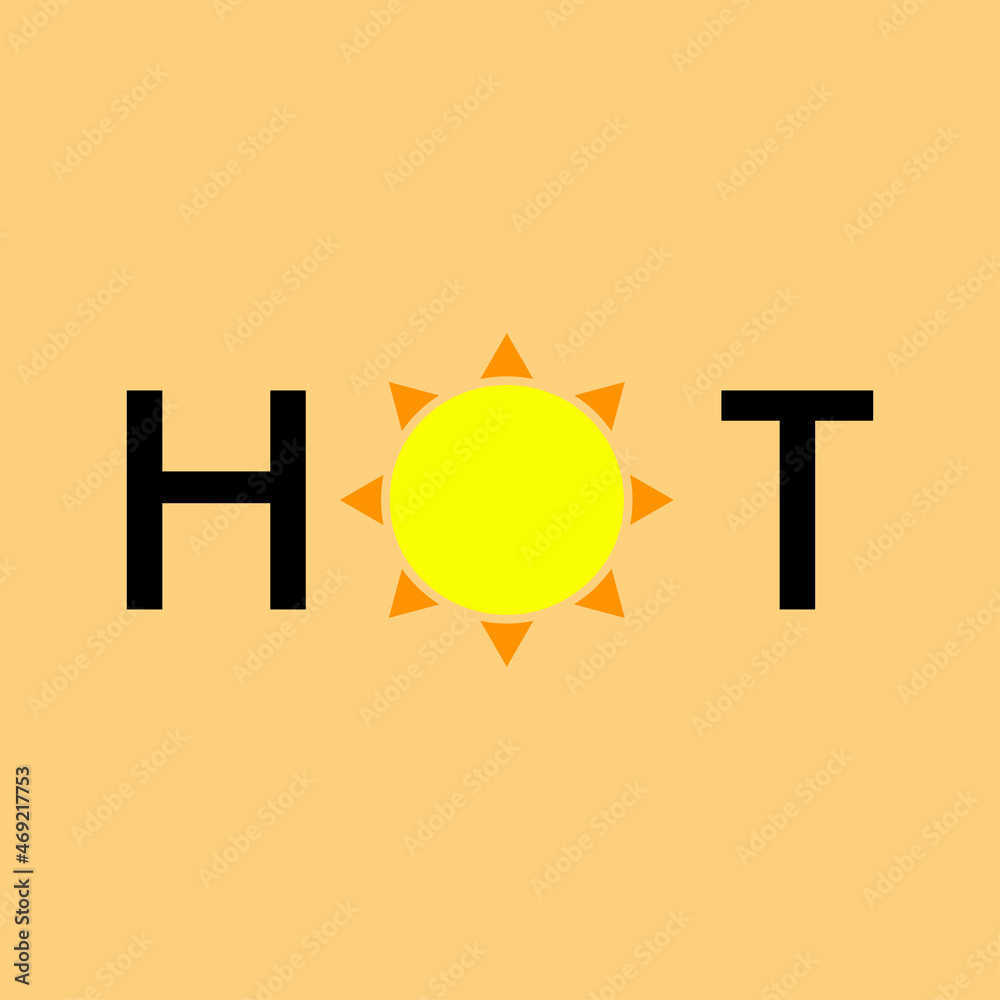 HOT lettering with sun vector. suitable for, logos, icons, symbols and ...