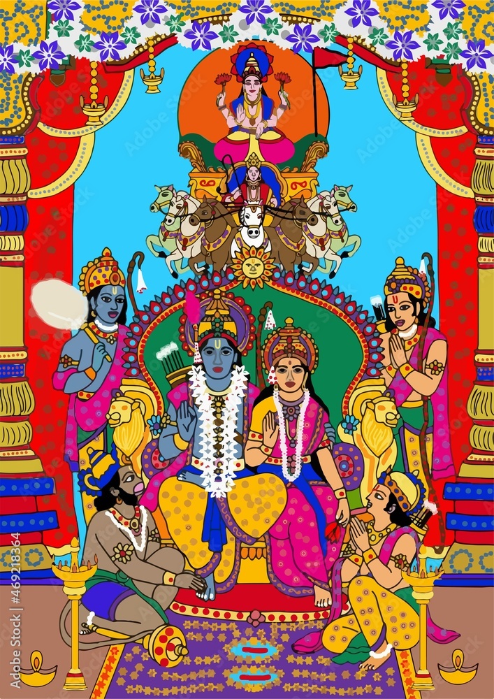 A beautiful illustrations of indian gods and goddesses Stock ...