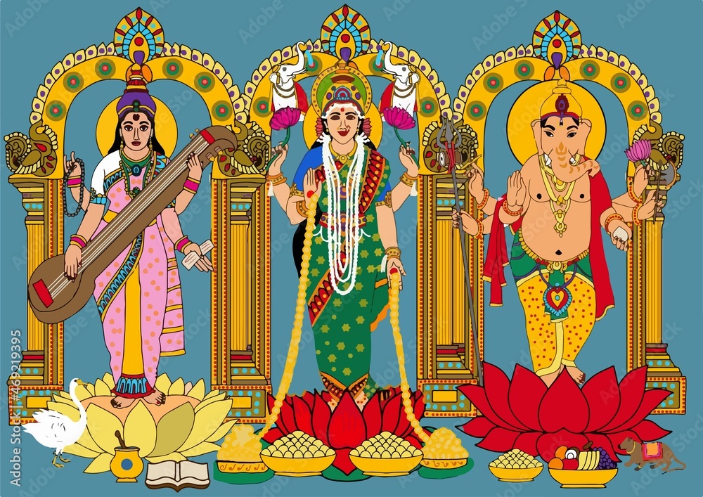 A beautiful illustrations of indian gods and goddeses Stock ...