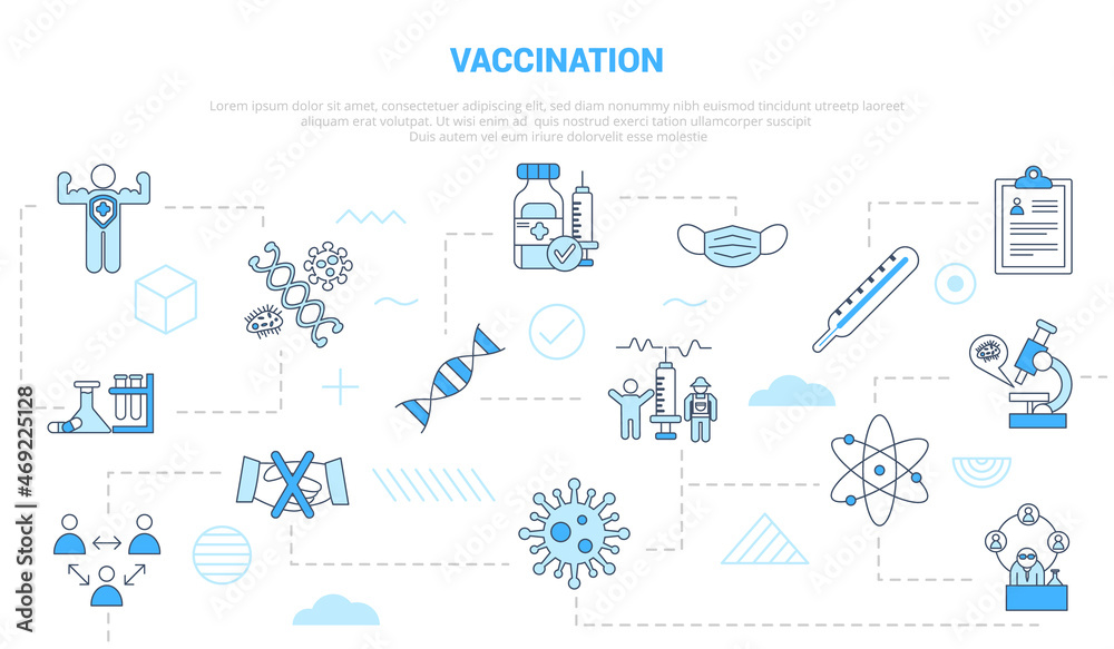vaccination concept with icon set template banner with modern blue ...