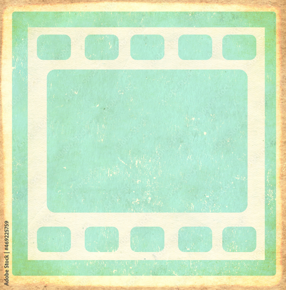 Grunge square background with retro filmstrips and old paper texture of ...
