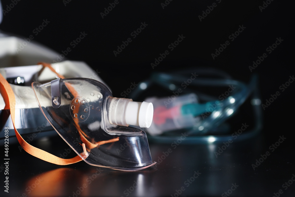 Inhalation with nebulizer at home. Asthma inhaler inhalation nebulizer ...