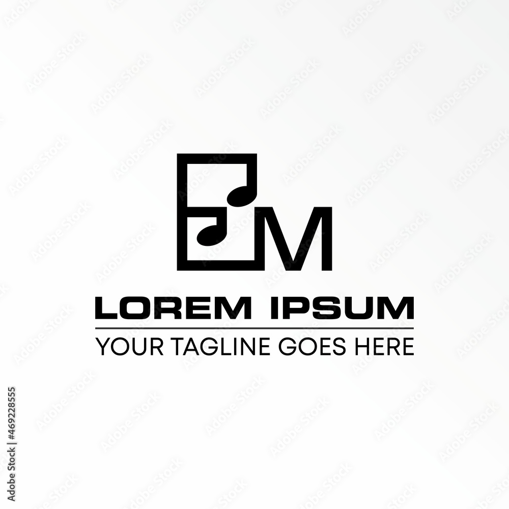 Letter or word EM font with Note song image graphic icon logo design ...