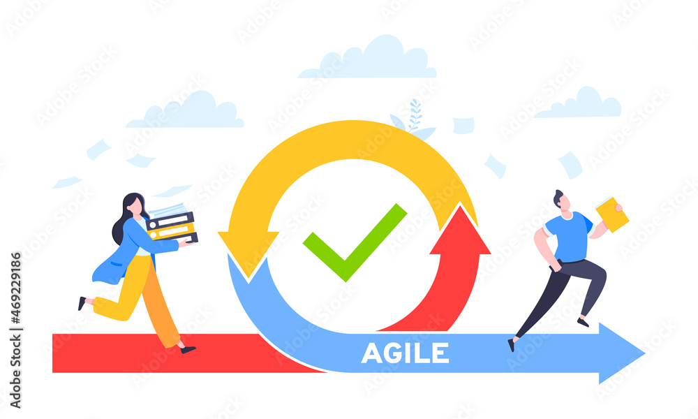 Agile development methodology business concept flat style design vector ...