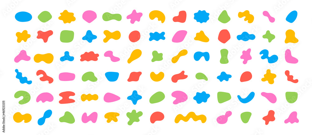 Random color abstract shapes. Set of organic blobs of irregular shape ...