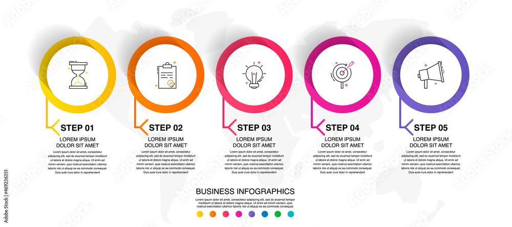 Vector template circle infographics. Modern business concept with 5 ...