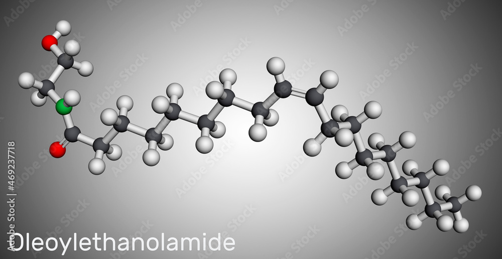 Oleoylethanolamide, oleoyl ethanolamide, OEA molecule. It is ...