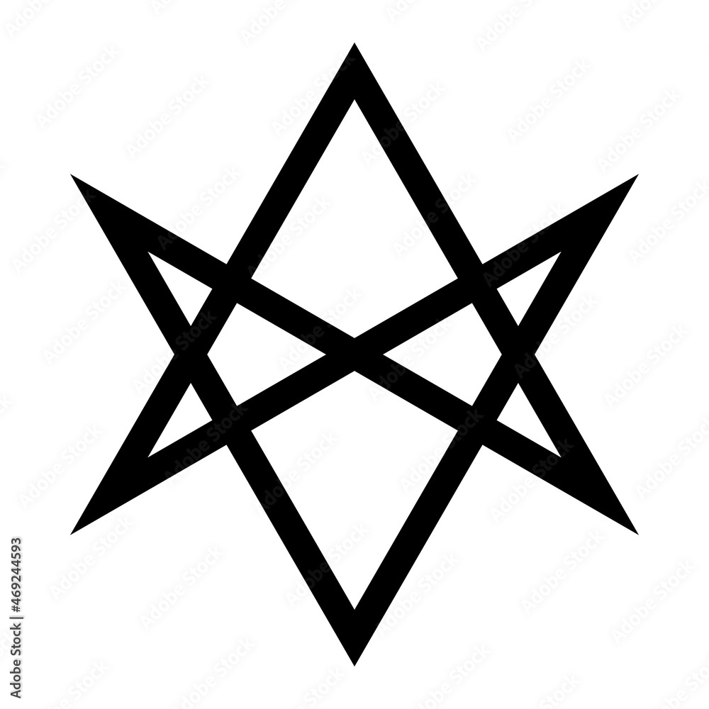 Vetor de Religious magic symbol of thelema. Icon of Unicursal hexagram ...