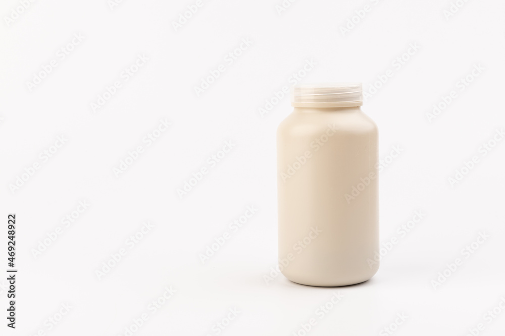 Pills jar. Medical container for drugs, diet, nutritional supplements ...