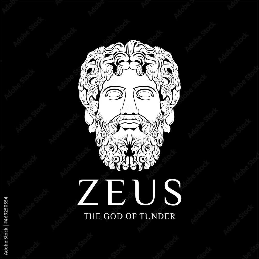Zeus Face Vector Ancient Greek Godlike Old Man Statue With Beard and ...